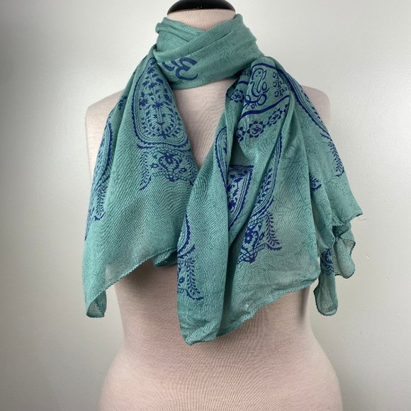 Accessories | Buddhist Green Blue Mandala Elephant Scarf 7 X 38 | Poshmark